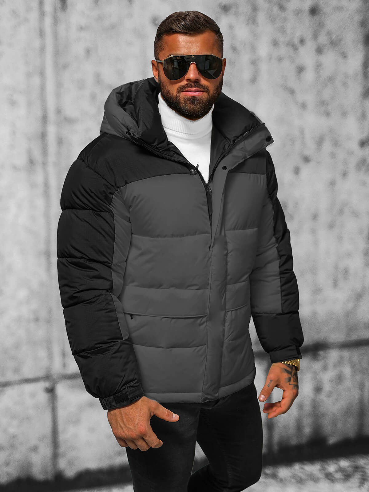 Geacă de bărbați gri OZONEE JS/31M5008 | OZONEE.RO