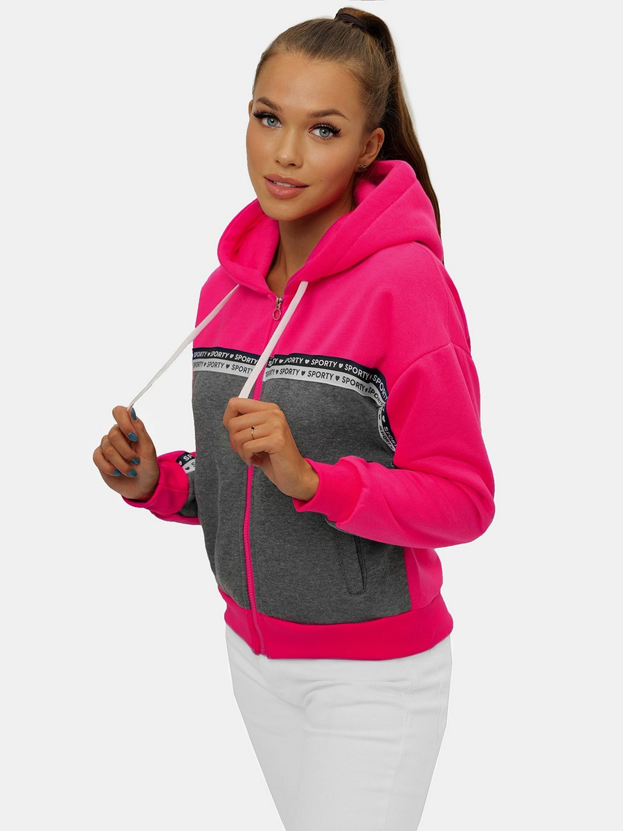 Hanorac femei roz-gri OZONEE JS/B26044Z | OZONEE.RO